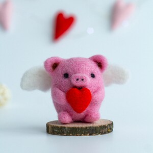Valentines Day Gift Wool Pig With Heart Felted Pig Decor Cute Gift for ...