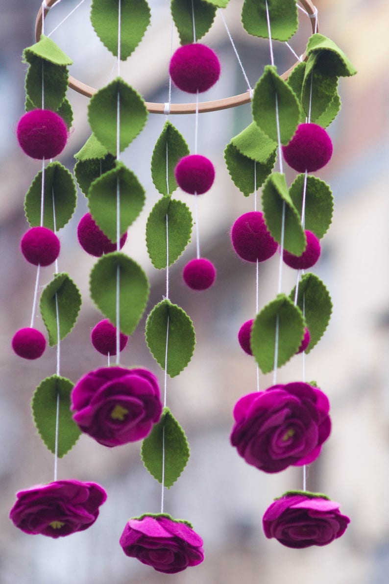 Flower Baby Mobile Felt Flower Mobile Flower Chandelier - Etsy