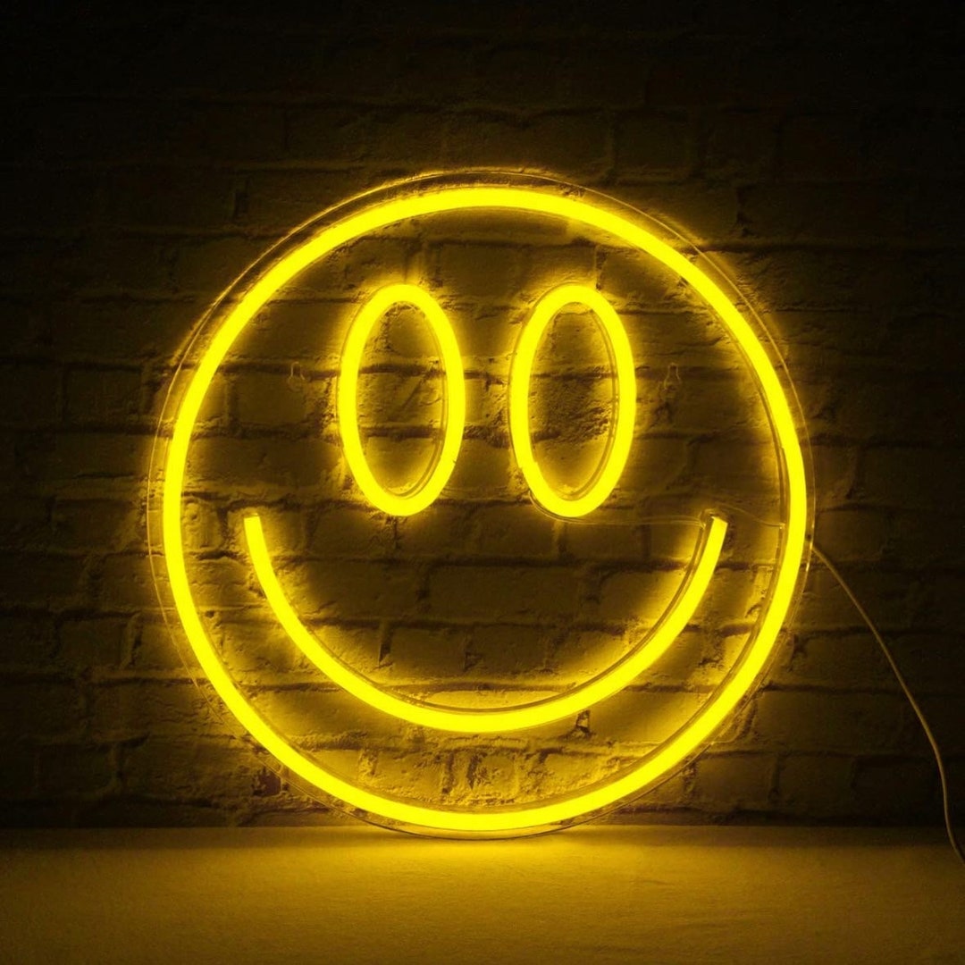 Yellow Smiley Neon Sign - Etsy
