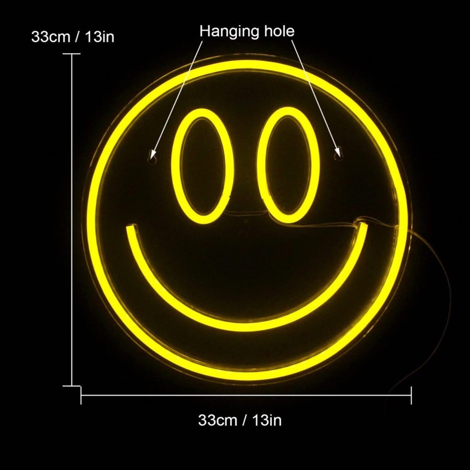 Yellow Smiley Neon Sign - Etsy
