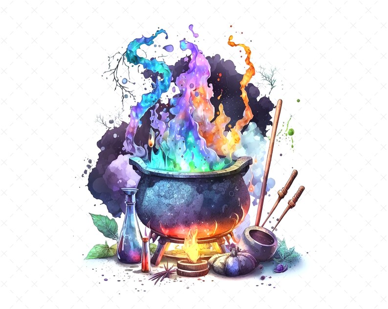 Witch Academy Clipart 11 High Quality Jpgs Potion Brewing Cauldron ...