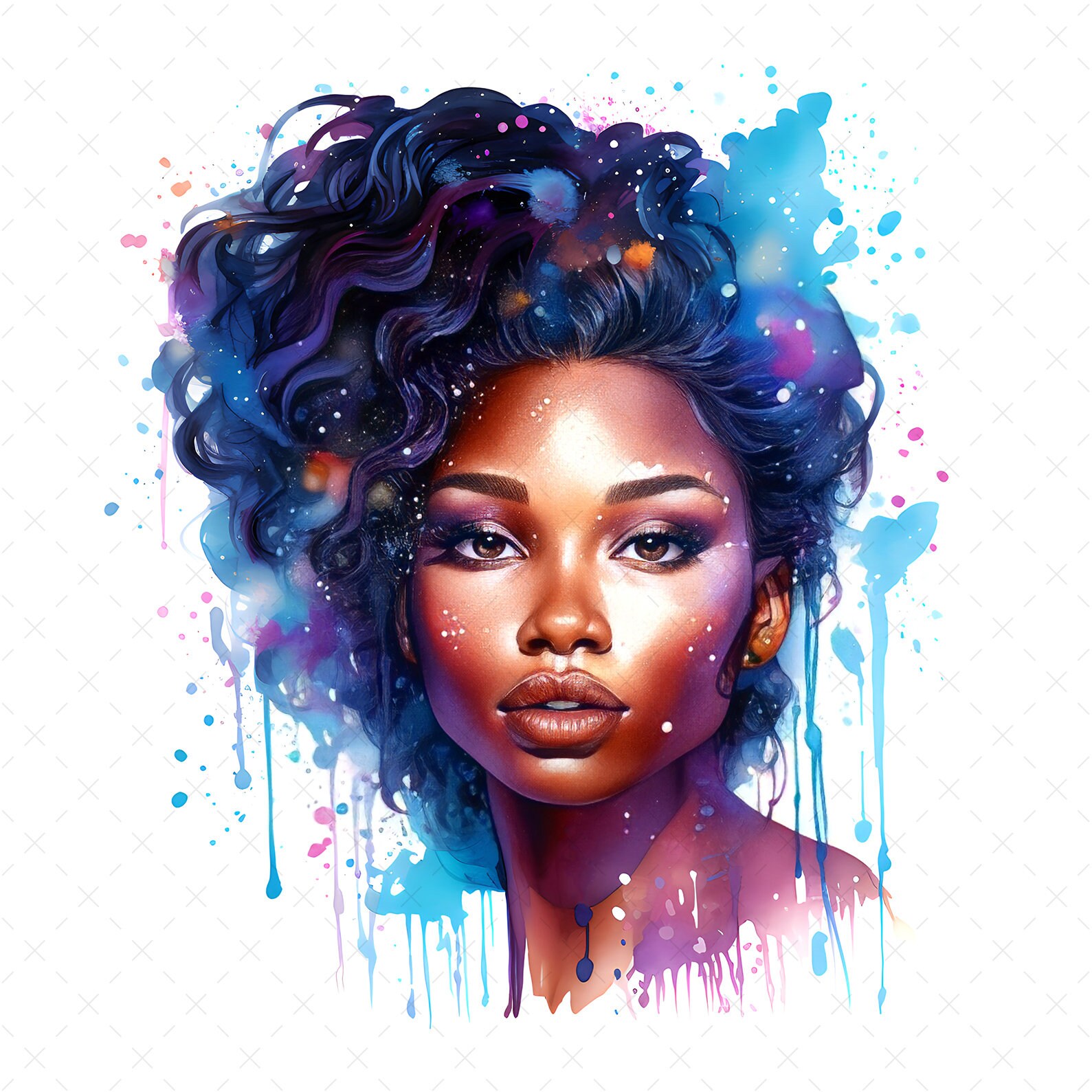 Rainbow Female Clipart 8 High Quality Jpgs Afro Urban Watercolor Art ...