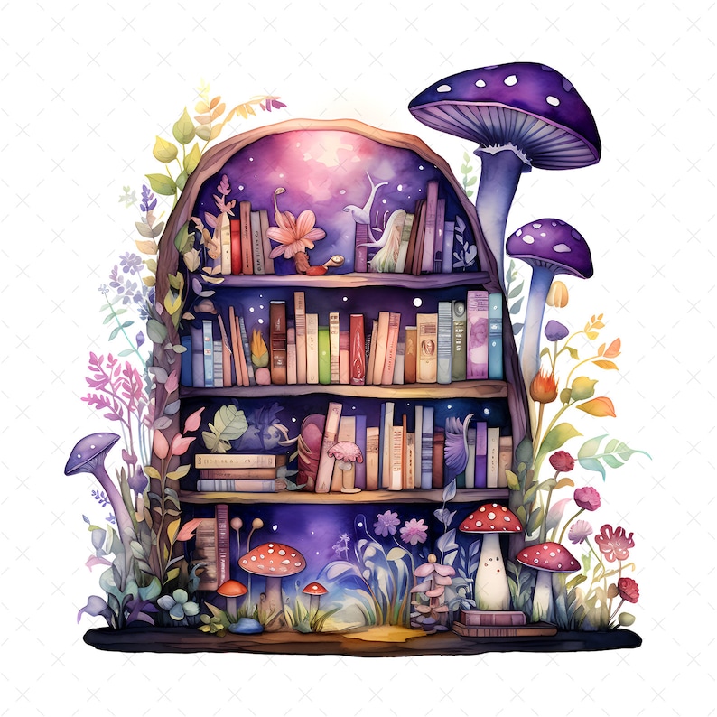 Enchanted Bookshelf Clipart 12 High Quality Jpgs Fantasy - Etsy