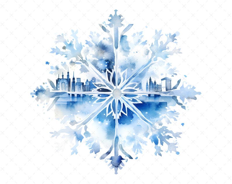 Snowflake Clipart 11 High Quality Jpgs Elegant Blue Ice Design ...
