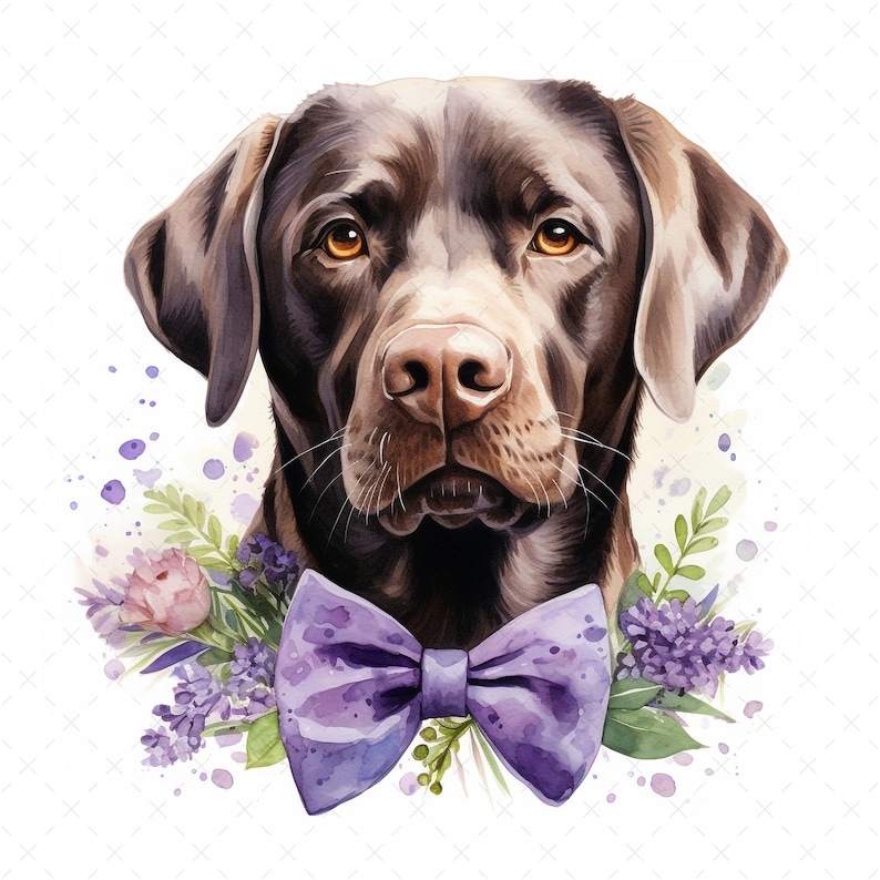 Labrador With Lavender Clipart 8 High Quality Jpgs Purple Flower ...