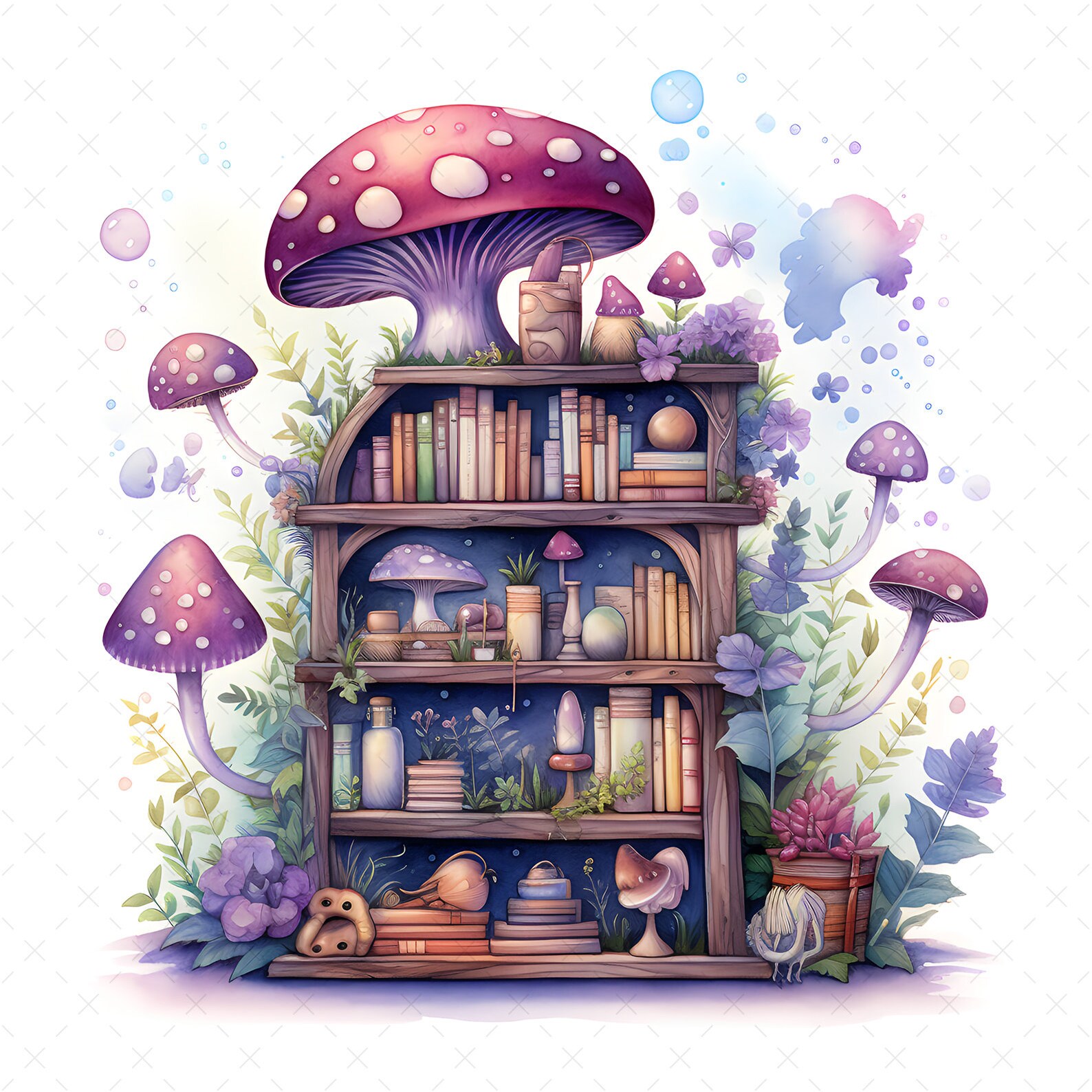 Enchanted Bookshelf Clipart 12 High Quality Jpgs Fantasy - Etsy