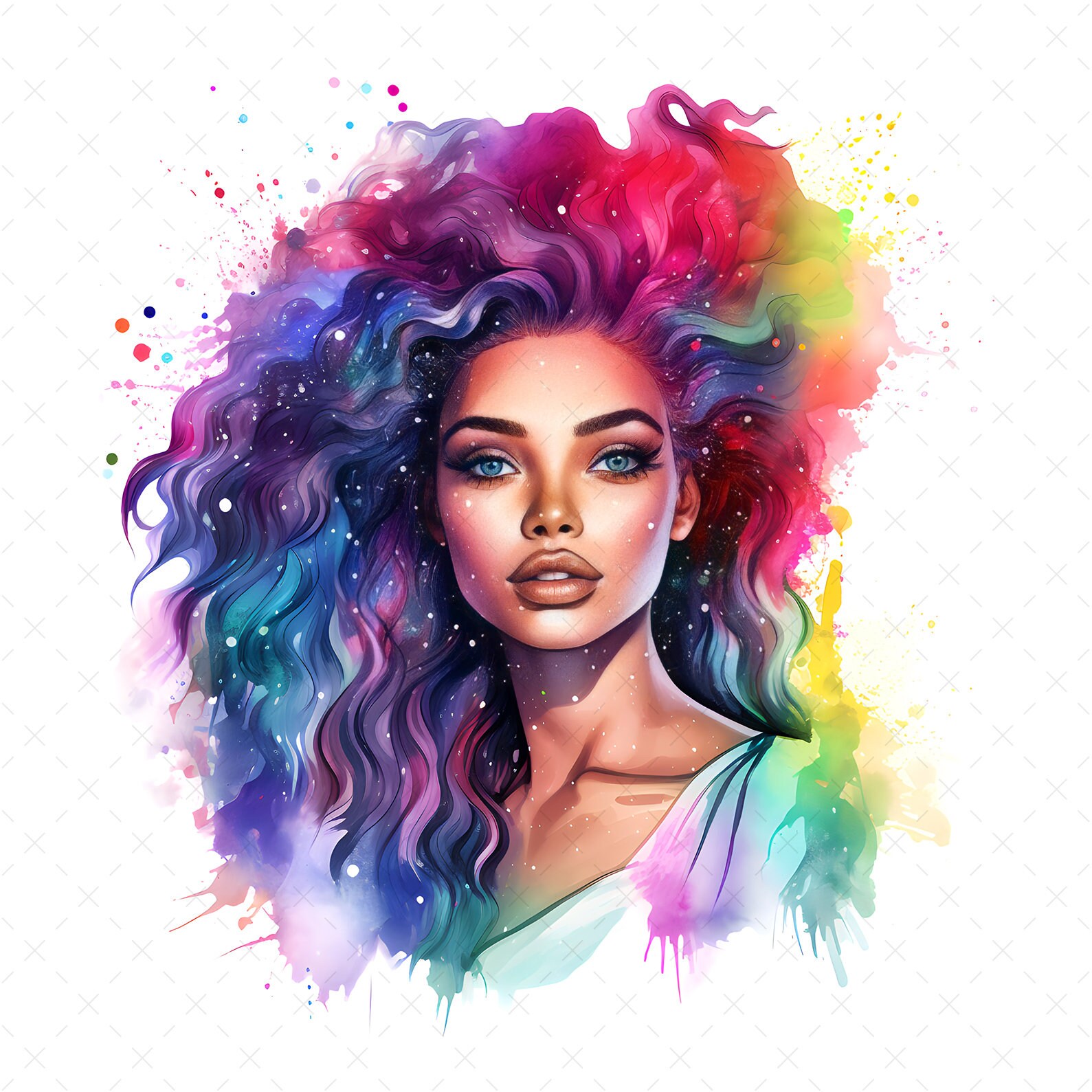 Rainbow Female Clipart 8 High Quality Jpgs Afro Urban Watercolor Art ...