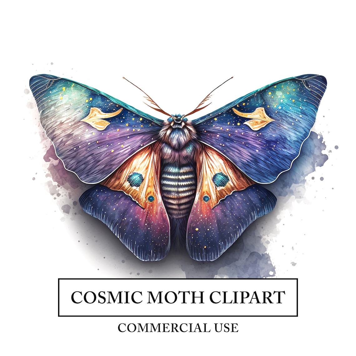 Cosmic Moth Clipart 10 High Quality Jpgs Magical Galaxy - Etsy
