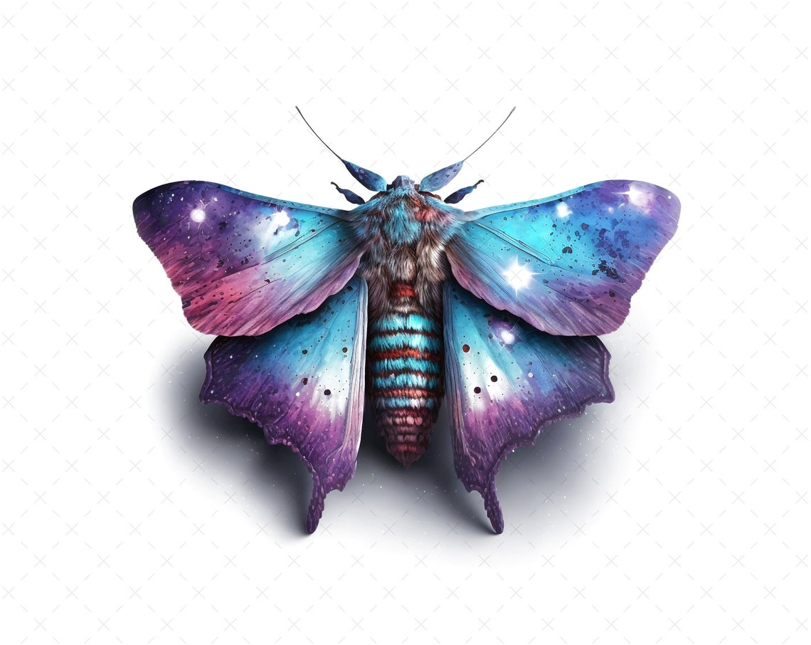 Cosmic Moth Clipart 10 High Quality Jpgs Magical Galaxy - Etsy