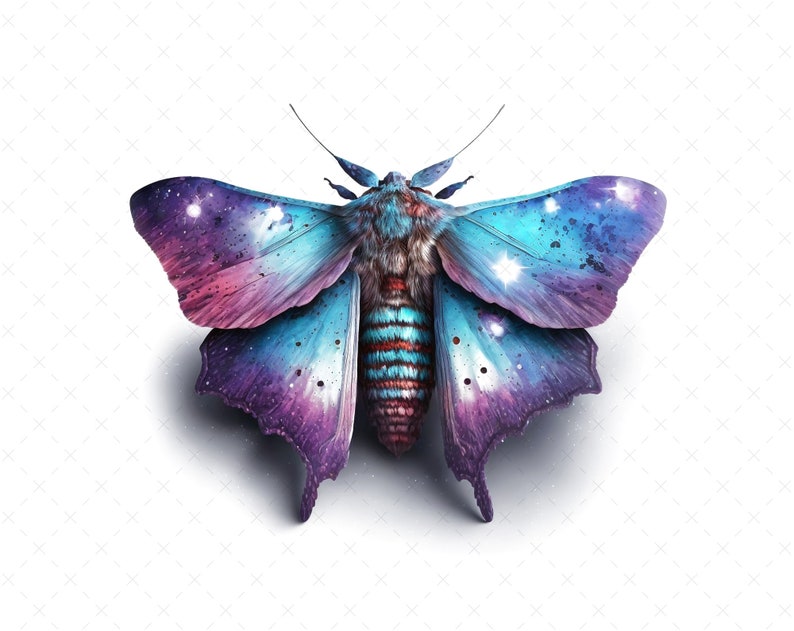 Cosmic Moth Clipart 10 High Quality Jpgs Magical Galaxy - Etsy