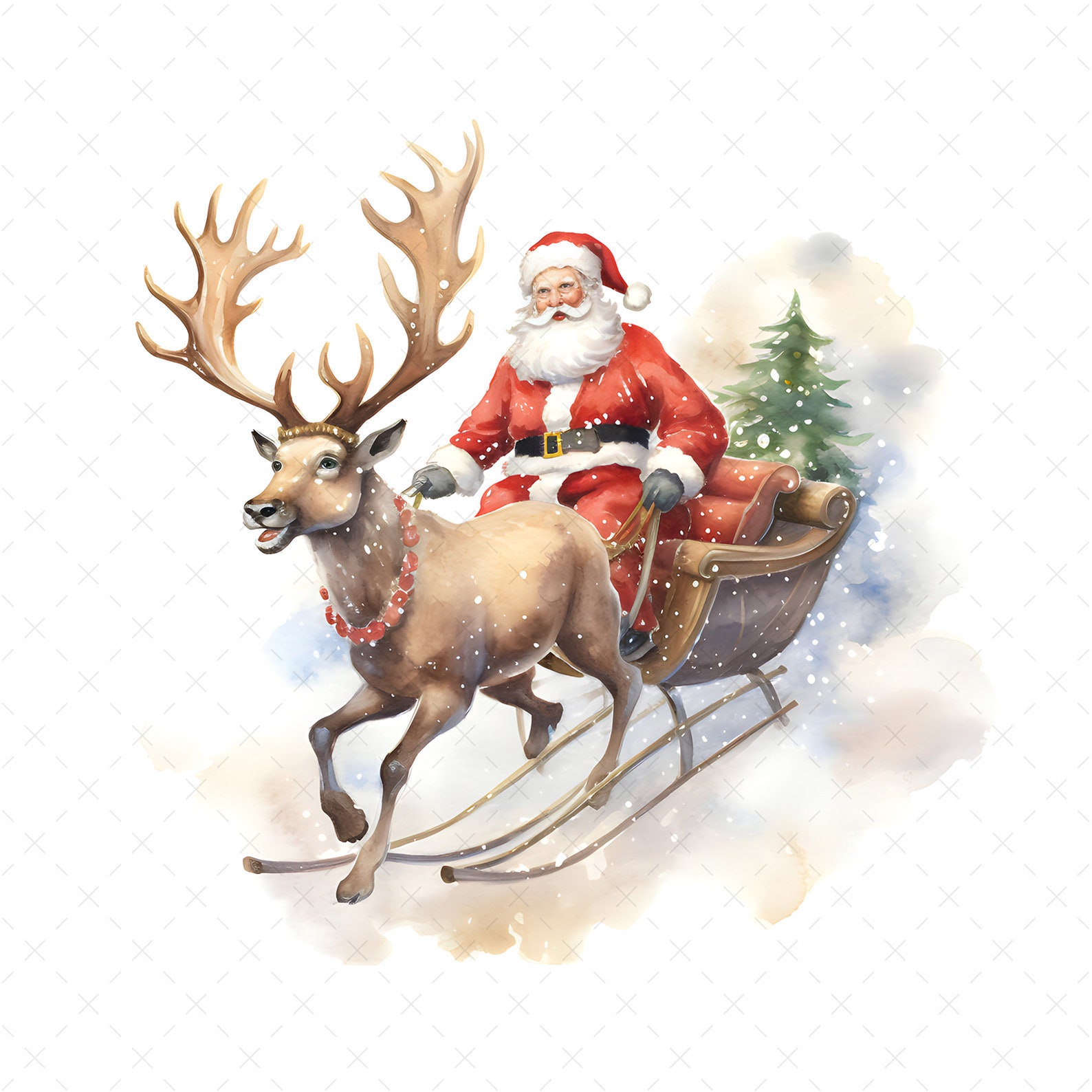 Santa's Reindeer Sleigh Clipart 12 High Quality Jpgs Christmas ...