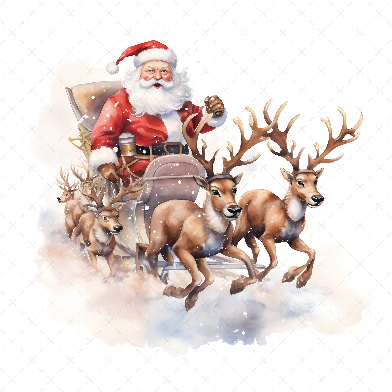 Santa's Reindeer Sleigh Clipart 12 High Quality Jpgs Christmas ...
