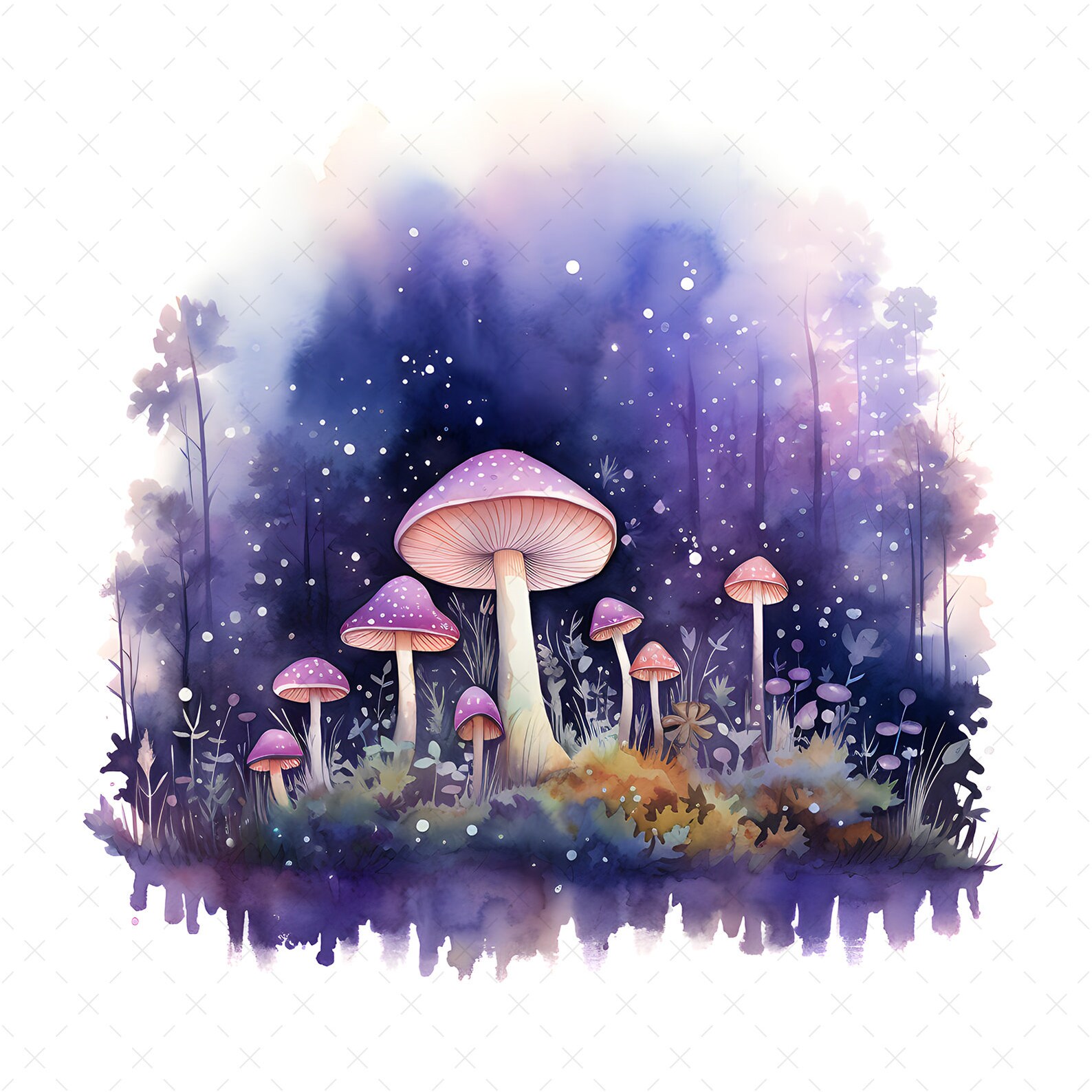 Enchanted Mushrooms Clipart 10 High Quality Jpgs Magic Fungi Watercolor ...