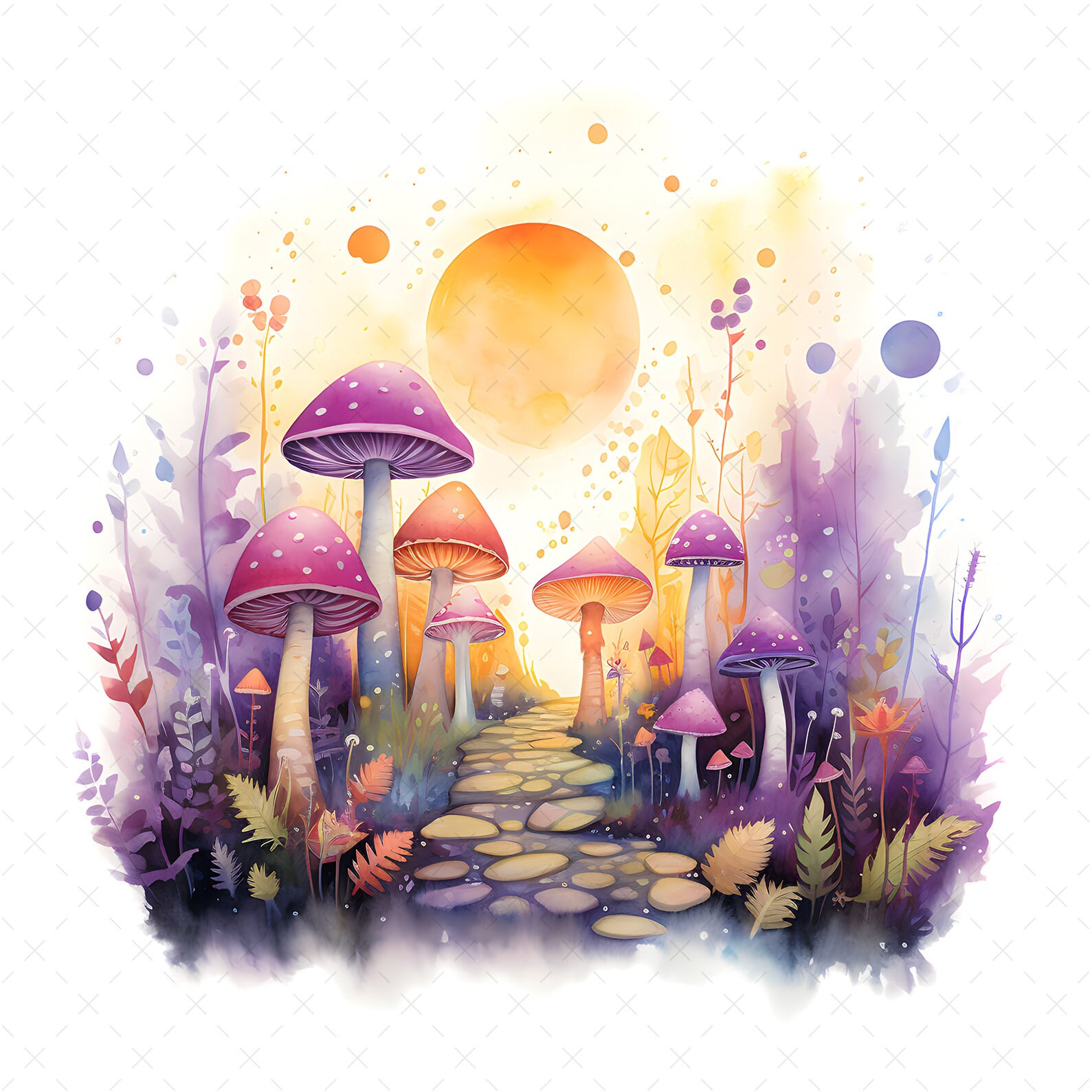 Enchanted Mushrooms Clipart 10 High Quality Jpgs Magic Fungi Watercolor ...
