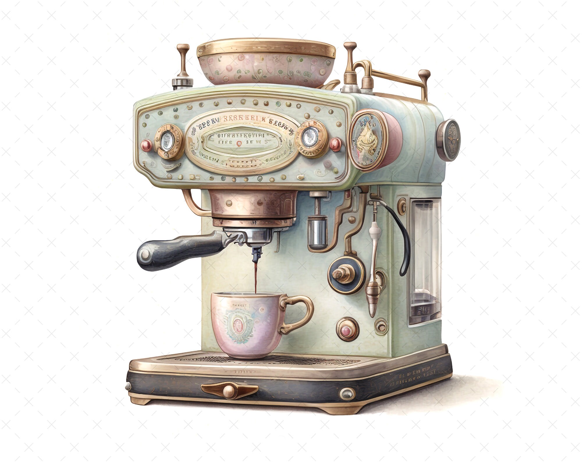 Espresso Maker Clipart 11 High Quality Jpgs Retro Coffee - Etsy