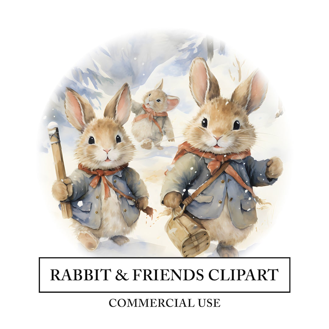 Rabbit & Friends Clipart 8 High Quality Jpgs Fairytale Christmas Animal ...