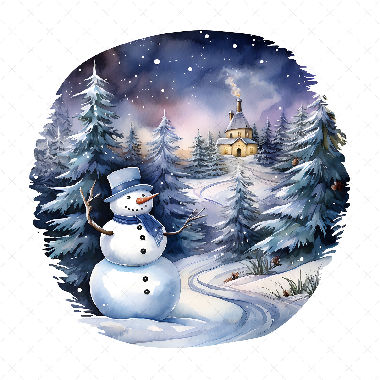 Snowman Night Clipart 12 High Quality Jpgs Vintage Snowmen Clipart ...