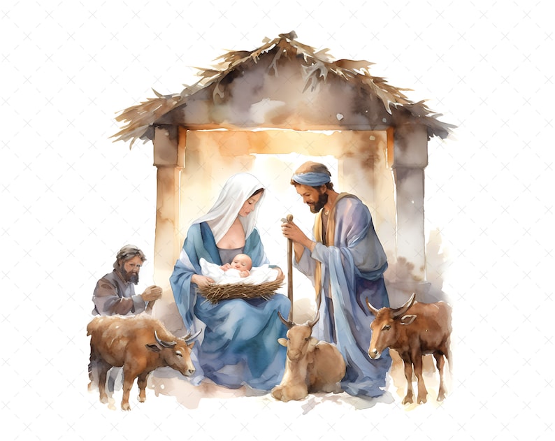 Nativity Scene Clipart 12 High Quality Jpgs Beautiful - Etsy Australia