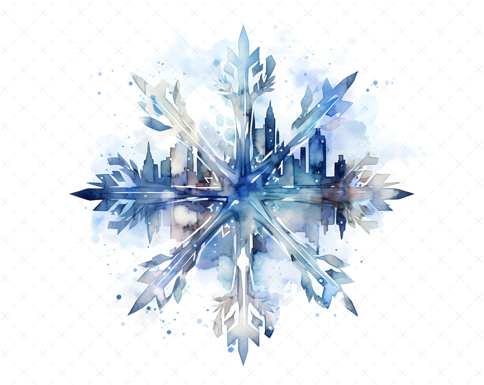Snowflake Clipart 11 High Quality Jpgs Elegant Blue Ice Design ...
