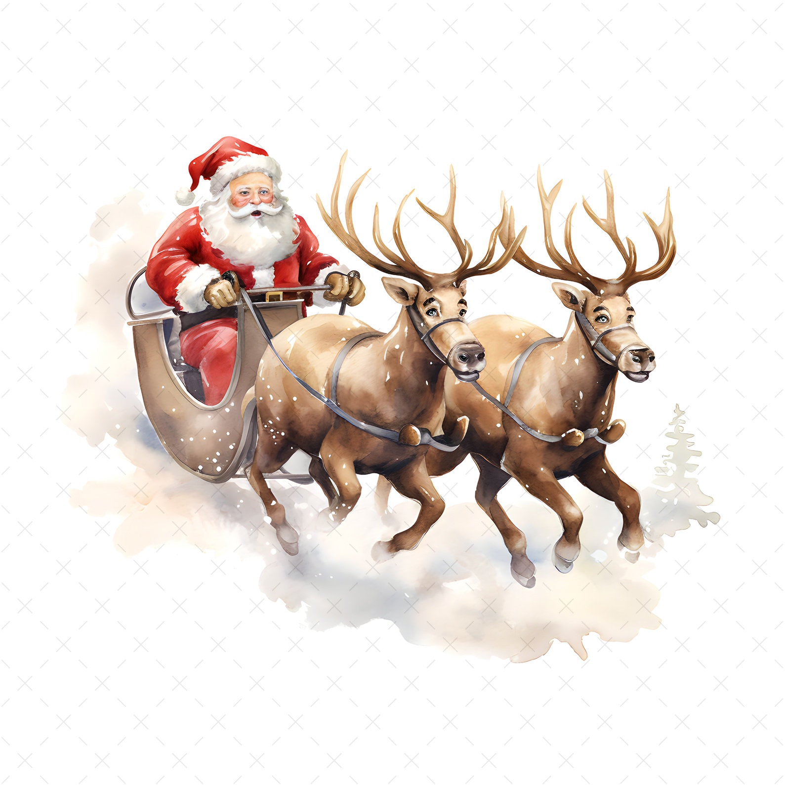 Santa's Reindeer Sleigh Clipart 12 High Quality Jpgs Christmas ...