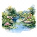 Garden Pond Clipart 8 High Quality Jpgs Watercolor Landscape Art Craft ...