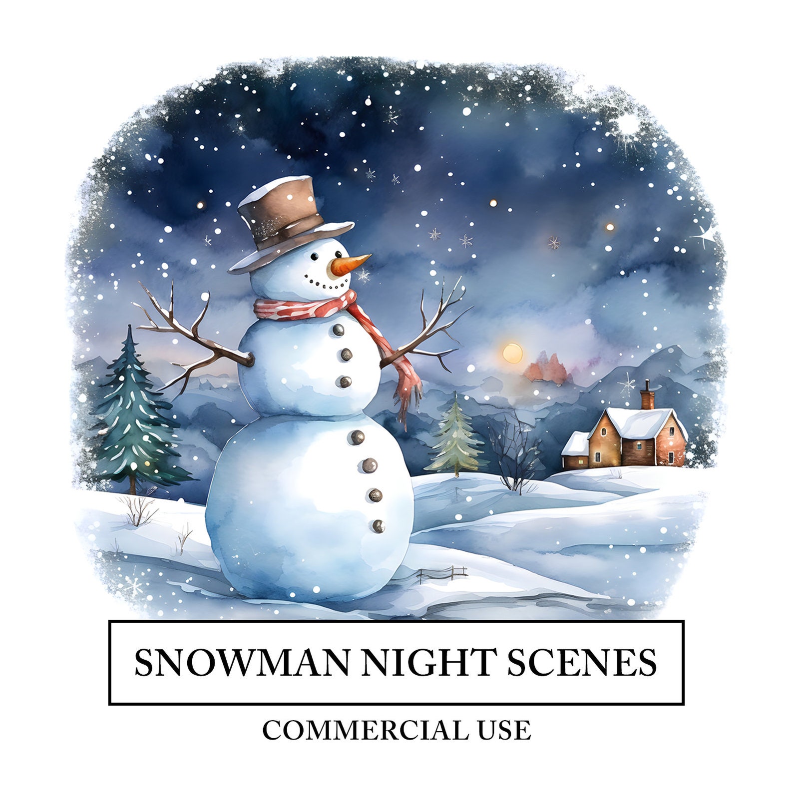 Snowman Night Clipart 12 High Quality Jpgs Vintage Snowmen Clipart ...