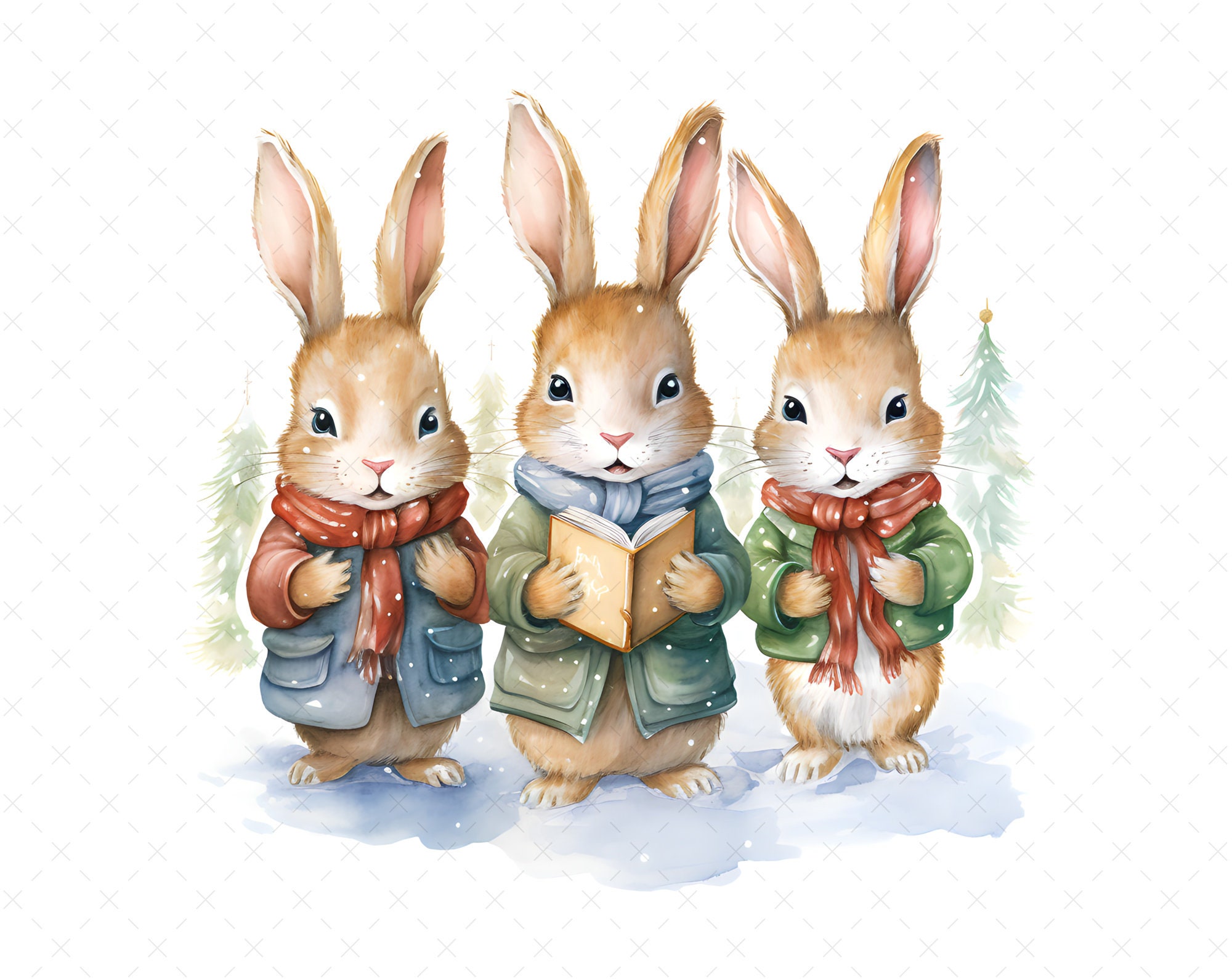 Rabbit Singers Clipart 12 High Quality Jpgs Cute Christmas Carol ...