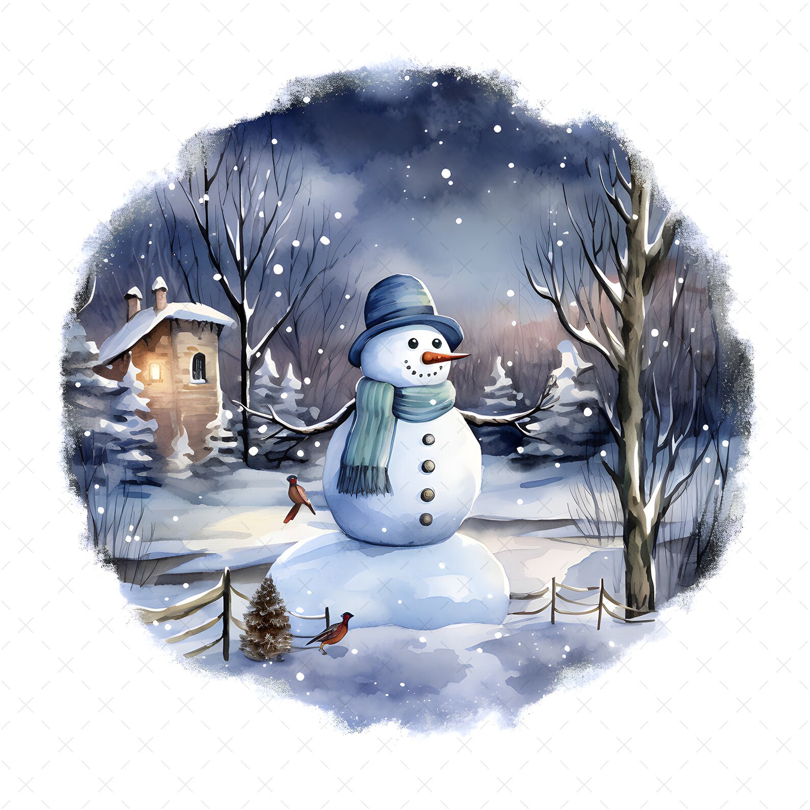 Snowman Night Clipart 12 High Quality Jpgs Vintage Snowmen Clipart ...