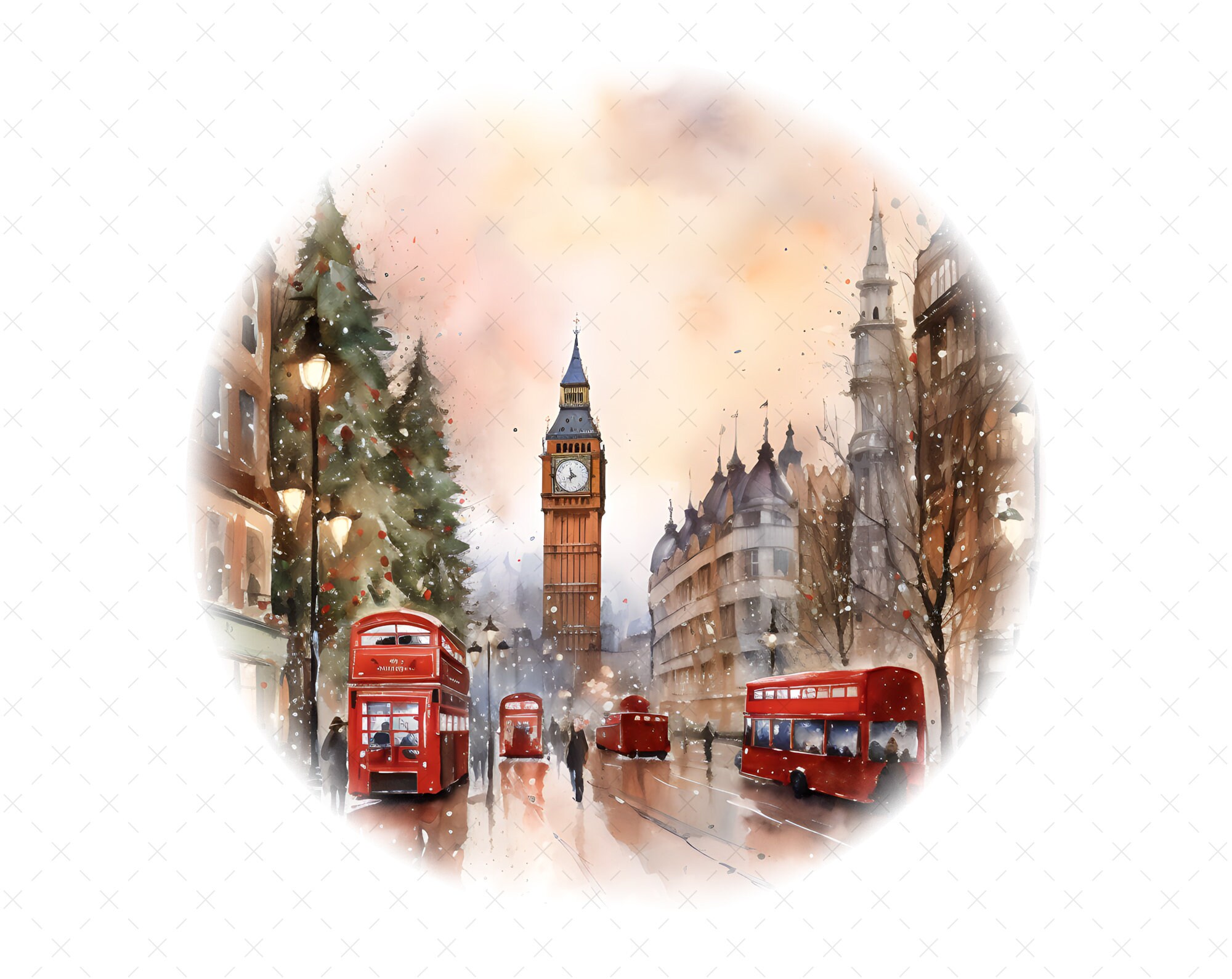 London Clipart 11 High Quality Jpgs Nostalgic Christmas Big Ben & Red ...