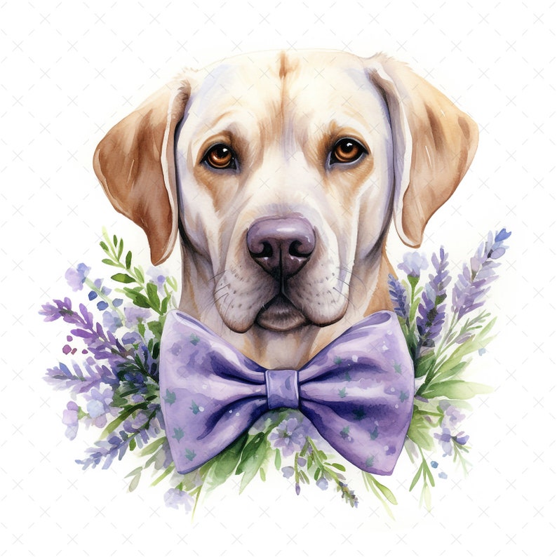 Labrador With Lavender Clipart 8 High Quality Jpgs Purple Flower ...