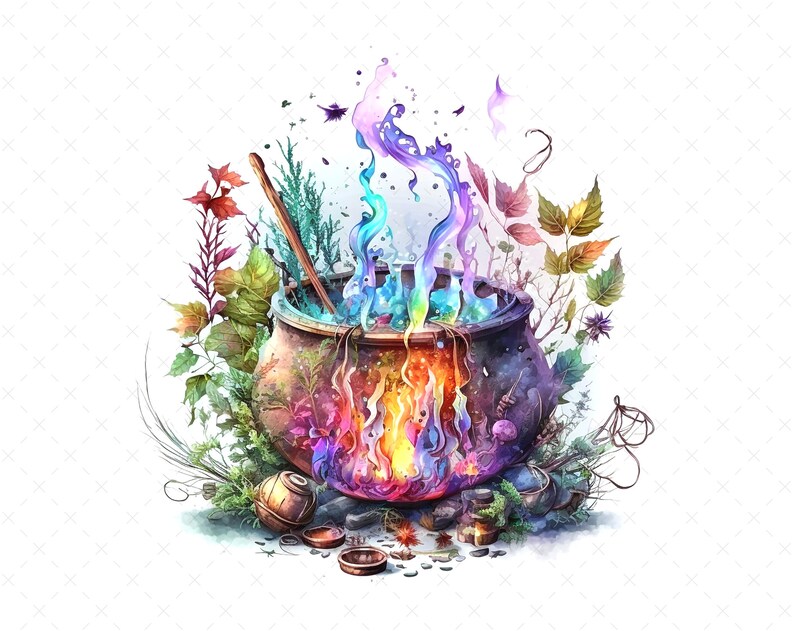 Witch Academy Clipart 11 High Quality Jpgs Potion Brewing Cauldron ...