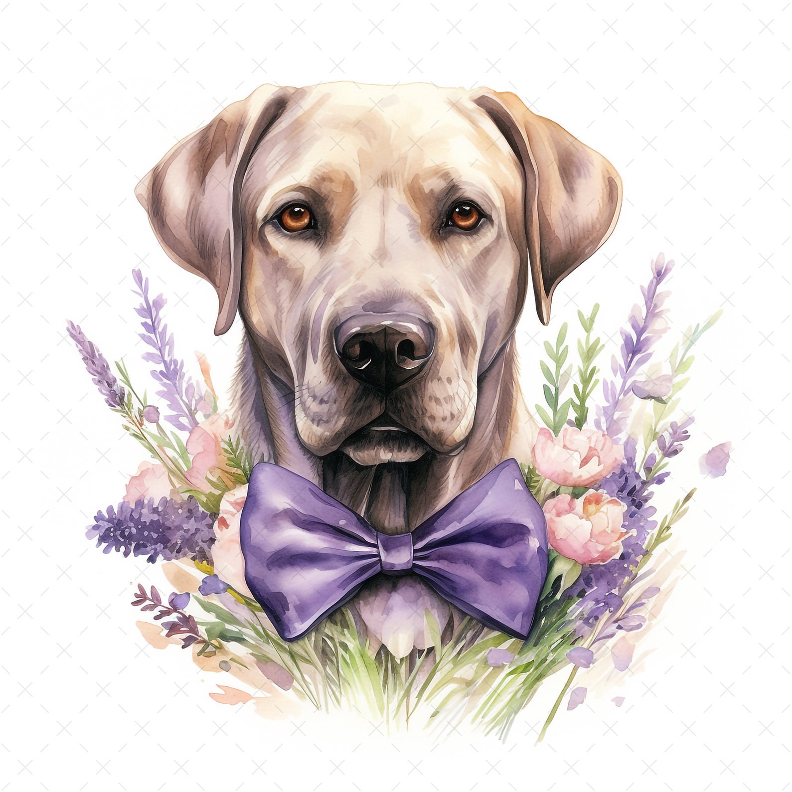 Labrador With Lavender Clipart 8 High Quality Jpgs Purple Flower ...