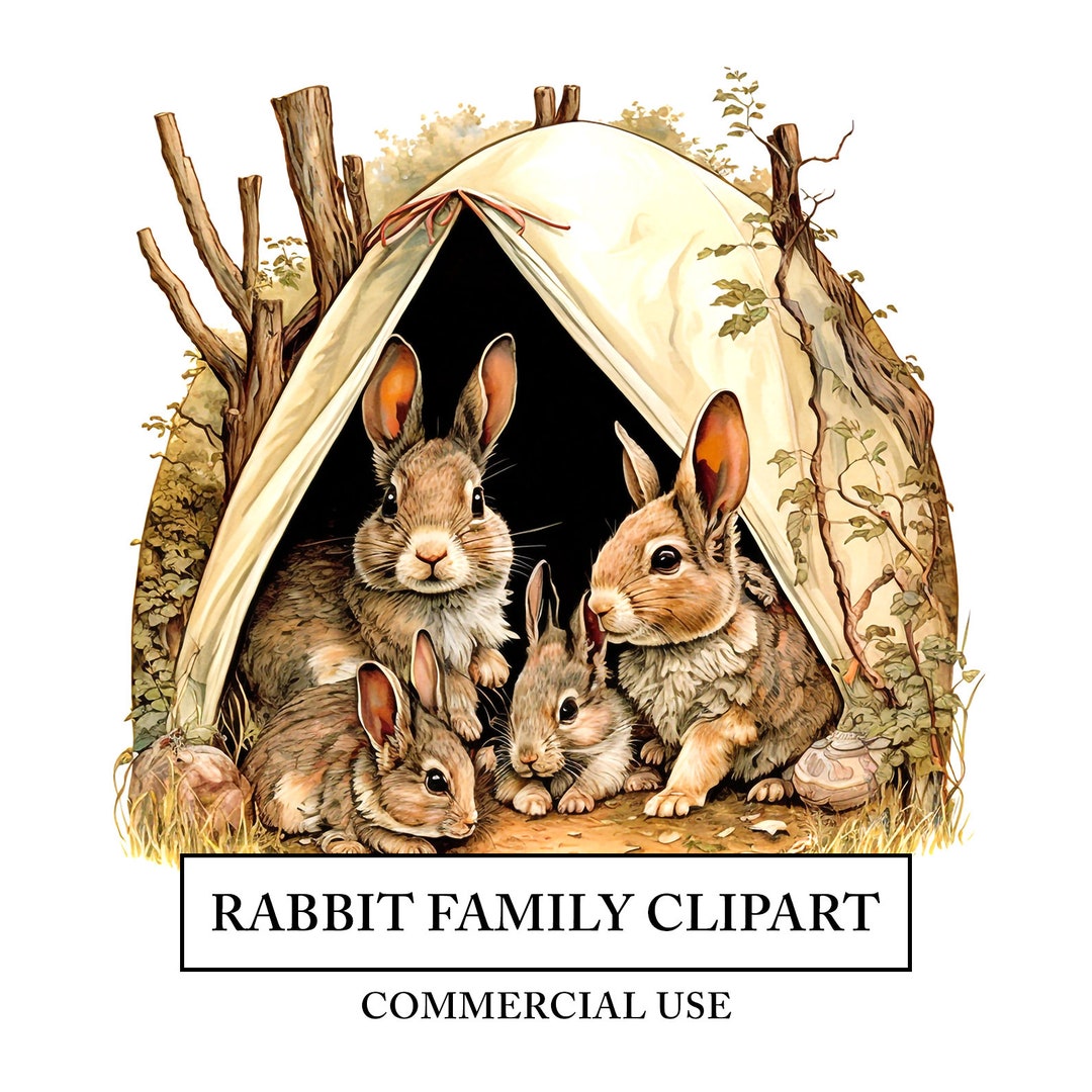 Rabbit Family Clipart 4 High Quality Jpgs Cute Thanksgiving Scene ...