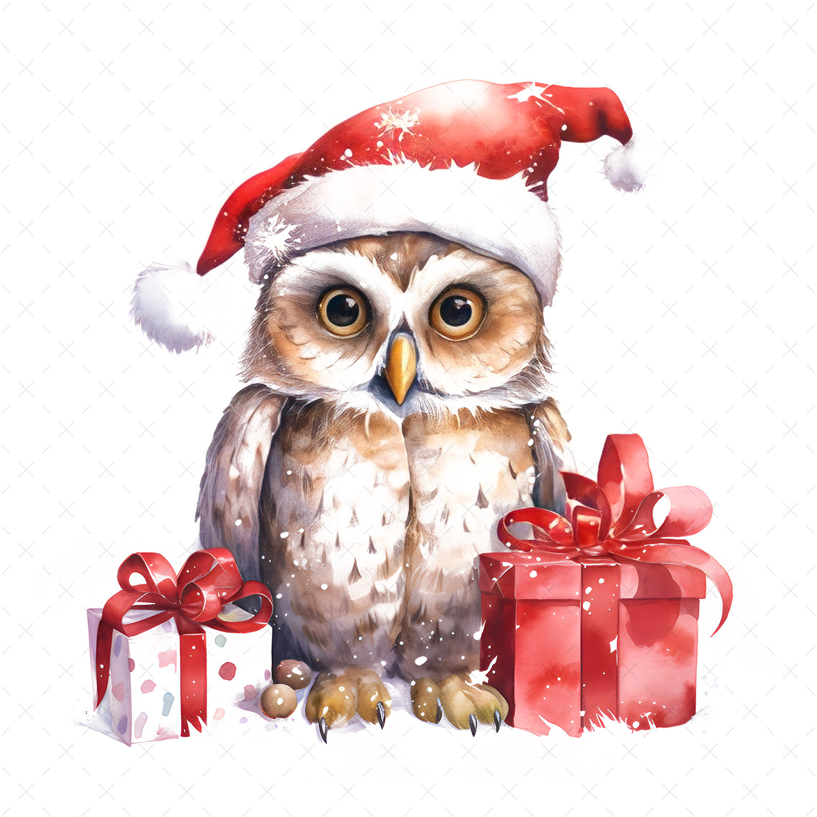 Christmas Owl Clipart 12 High Quality Jpgs Watercolor Santa Claus Art ...