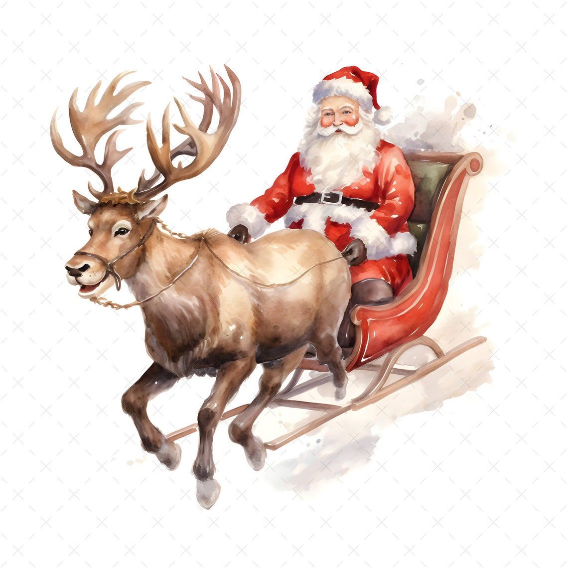 Santa's Reindeer Sleigh Clipart 12 High Quality Jpgs Christmas ...