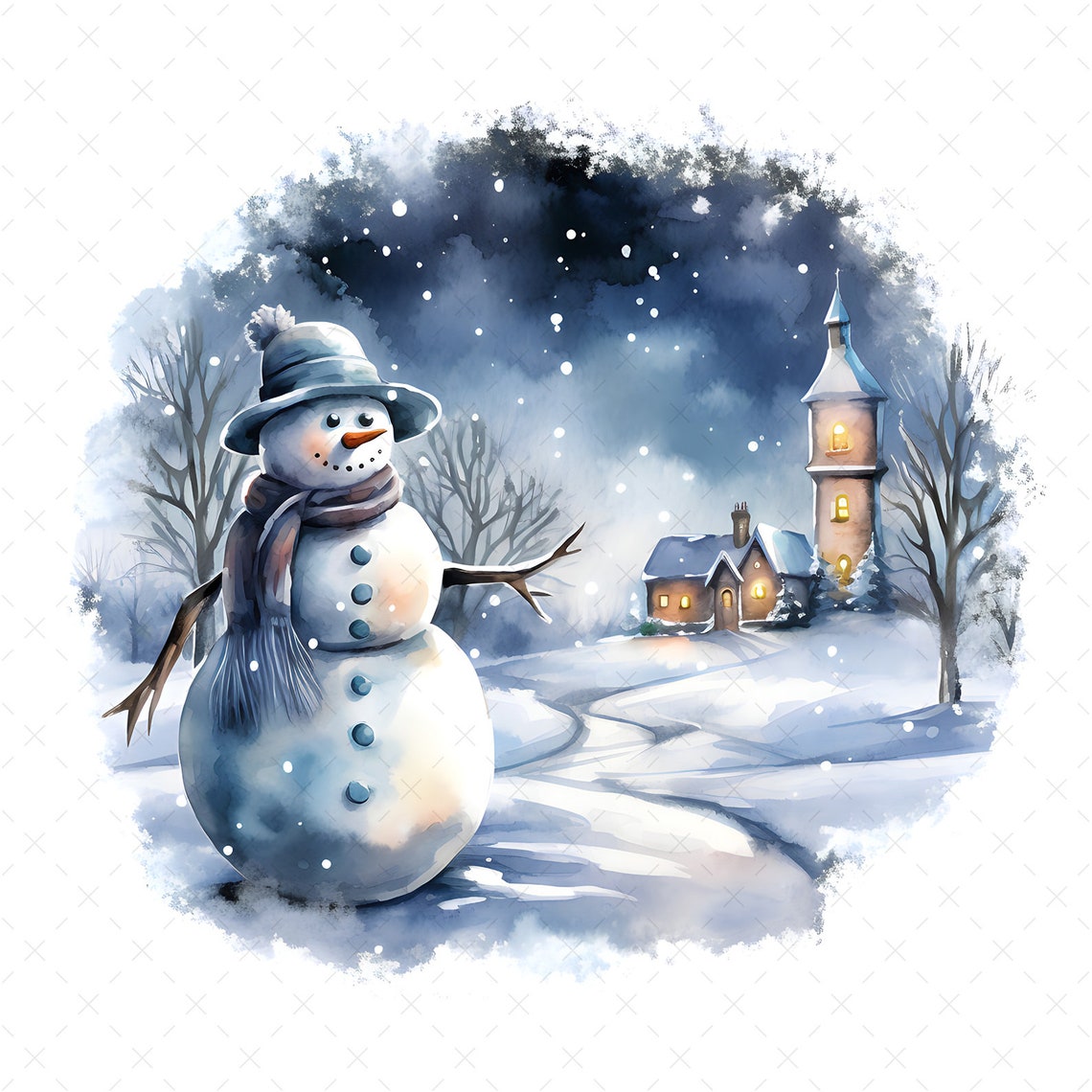Snowman Night Clipart 12 High Quality Jpgs Vintage Snowmen Clipart ...