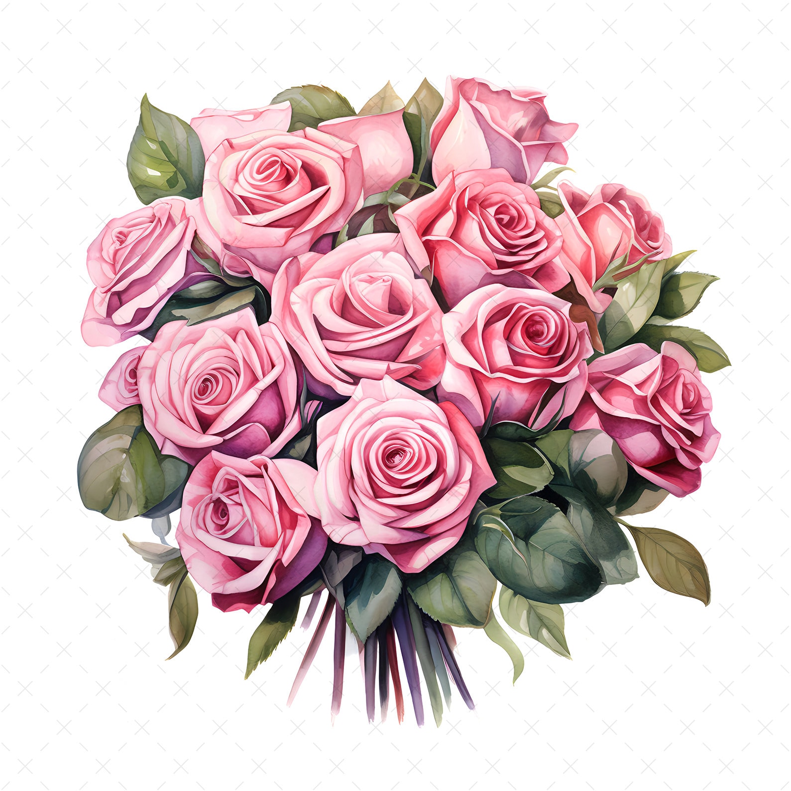 Pink Rose Bouquet Clipart 11 High Quality Jpgs Valentines - Etsy