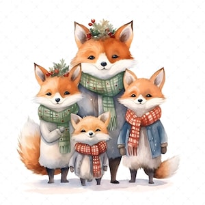 Winter Fox Clipart 8 High Quality Jpgs Adorable Cosy Woodland Animal ...