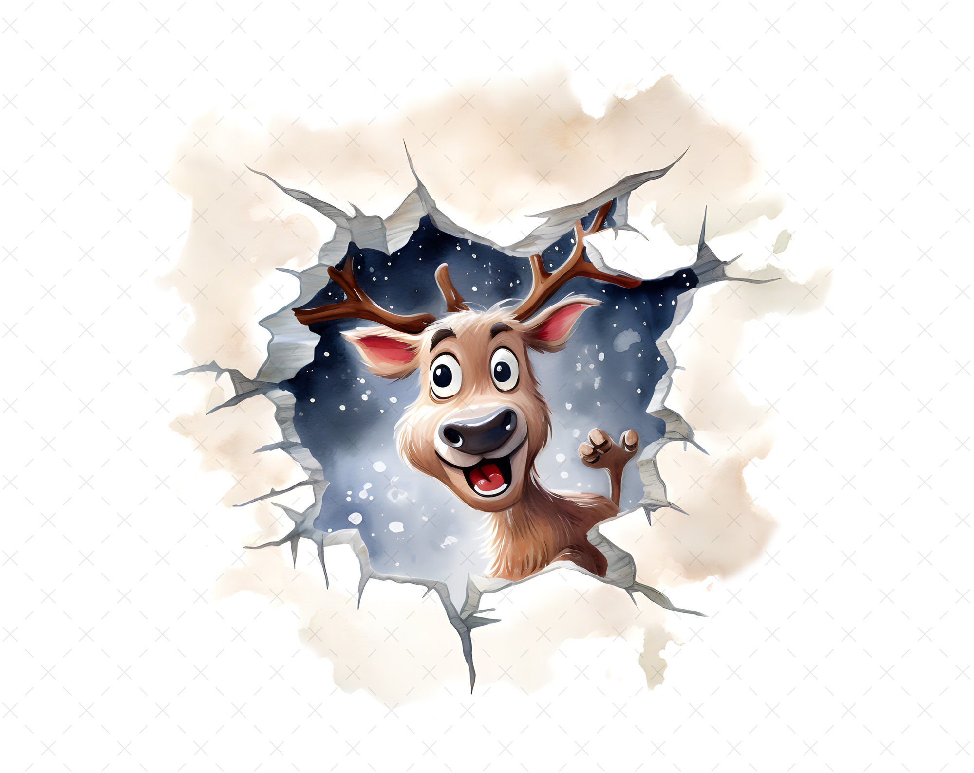 Funny Reindeer Clipart 8 High Quality Jpgs Cute Christmas Rudolph ...