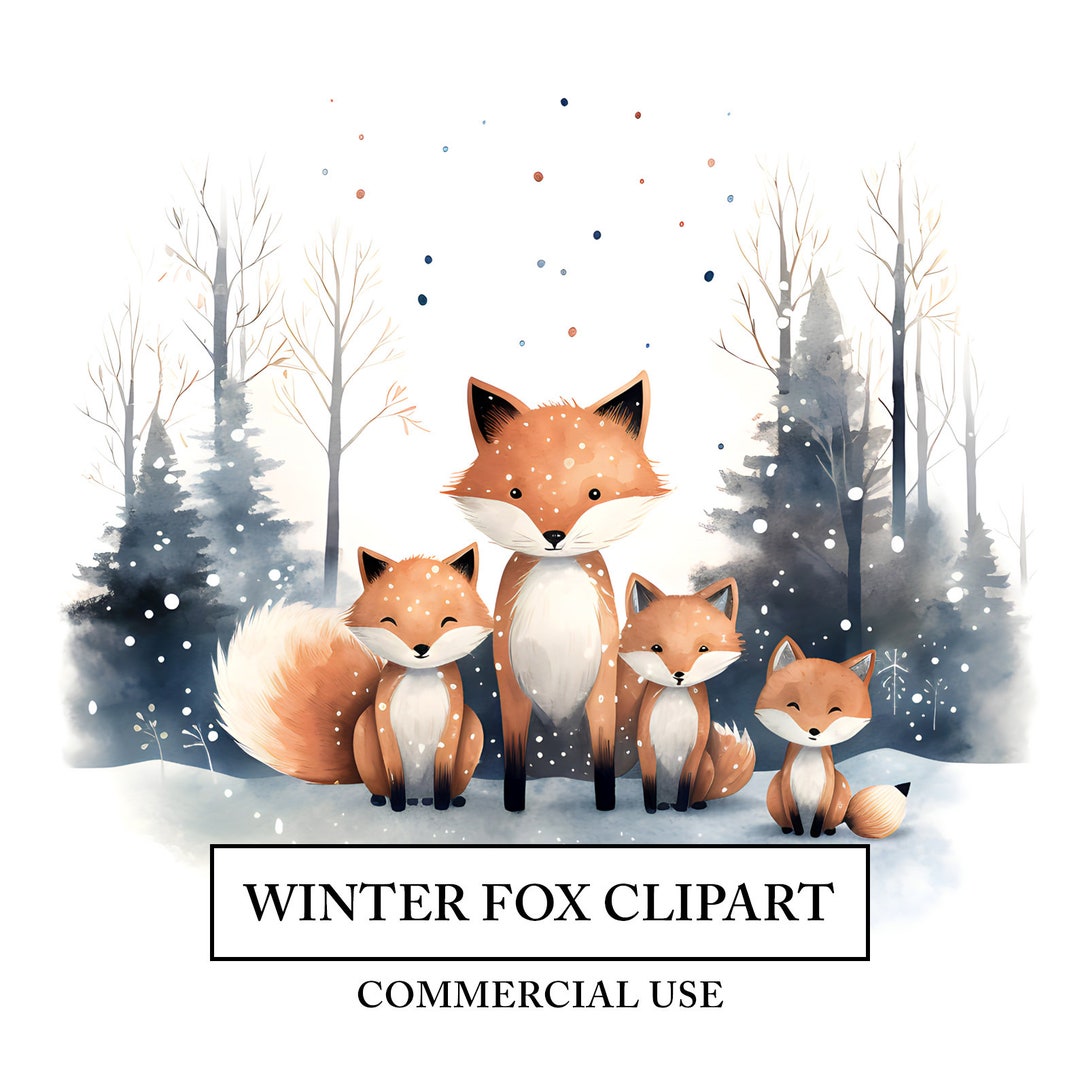 Winter Fox Clipart 10 High Quality Jpgs Enchanting Fairytale Woodland ...