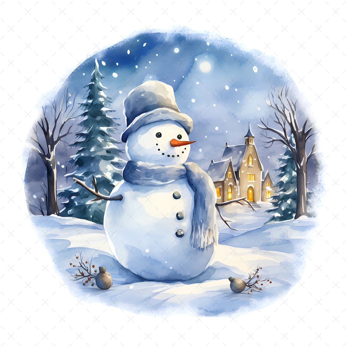 Snowman Night Clipart 12 High Quality Jpgs Vintage Snowmen Clipart ...