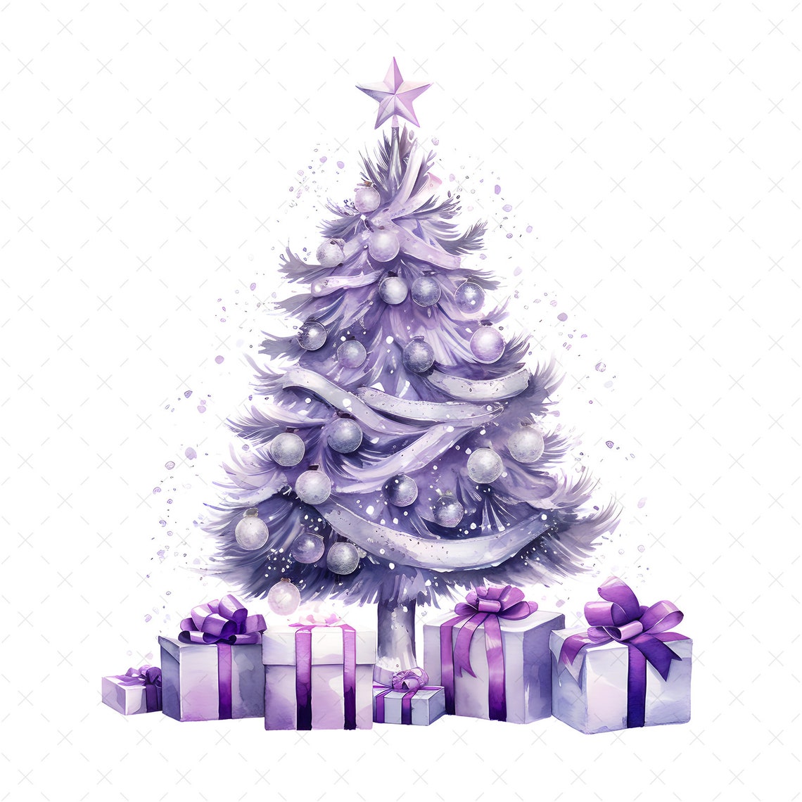 Purple Christmas Trees Clipart 12 High Quality Jpgs Winter Gift ...