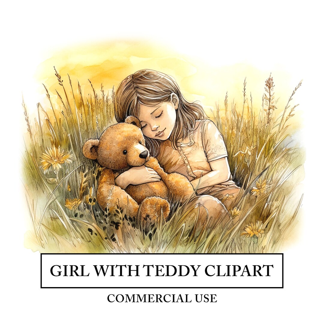 Girl With Teddy Bear Clipart 6 High Quality Jpgs Daughter Family Cuddly ...