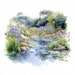 Garden Pond Clipart 8 High Quality Jpgs Watercolor Landscape Art Craft ...