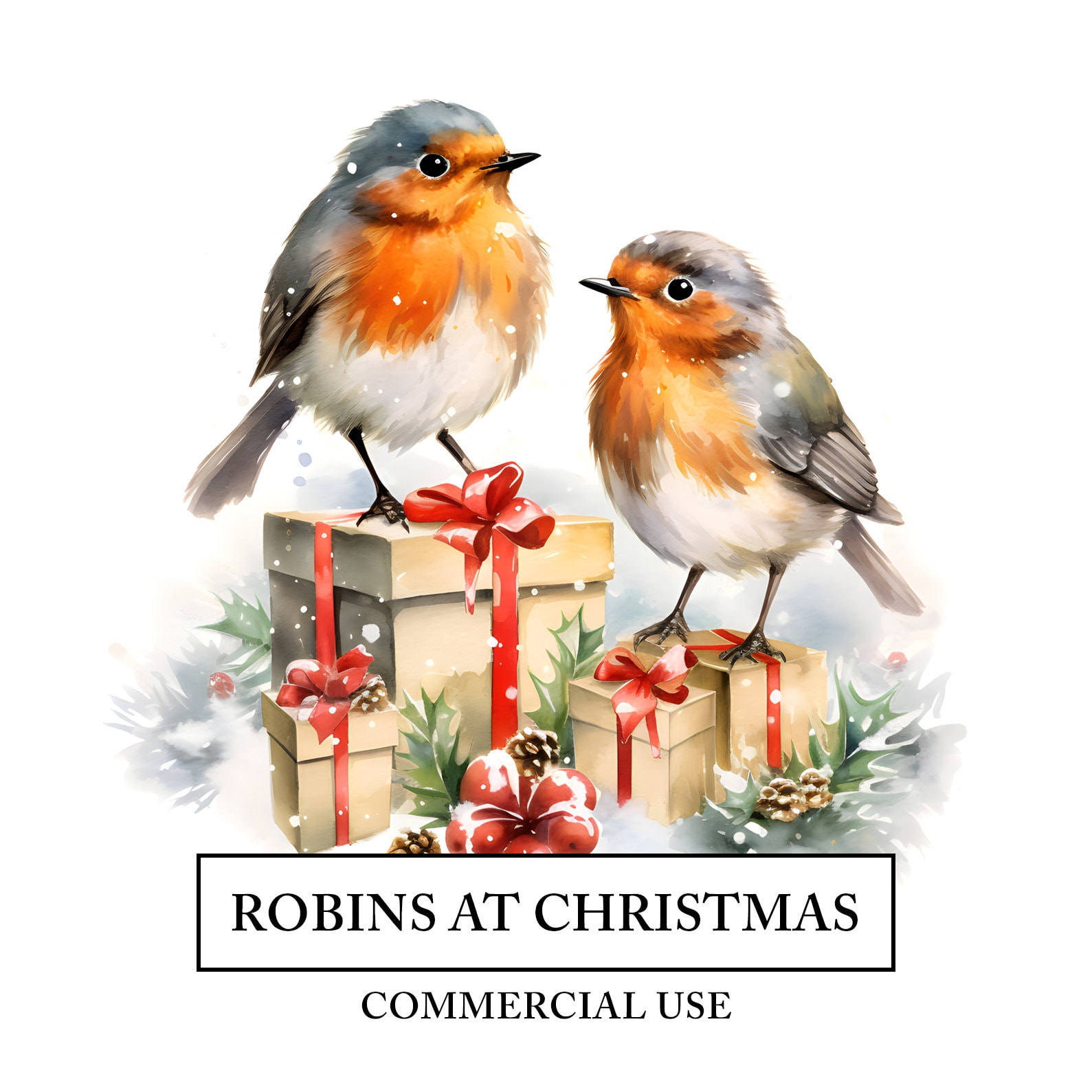 Robins at Christmas Clipart 10 High Quality Jpgs Elegant Festive Garden ...