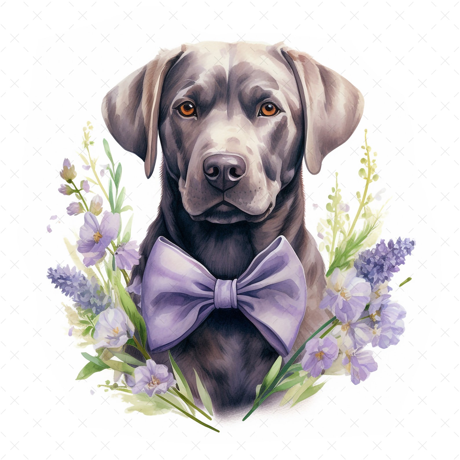 Labrador With Lavender Clipart 8 High Quality Jpgs Purple Flower ...