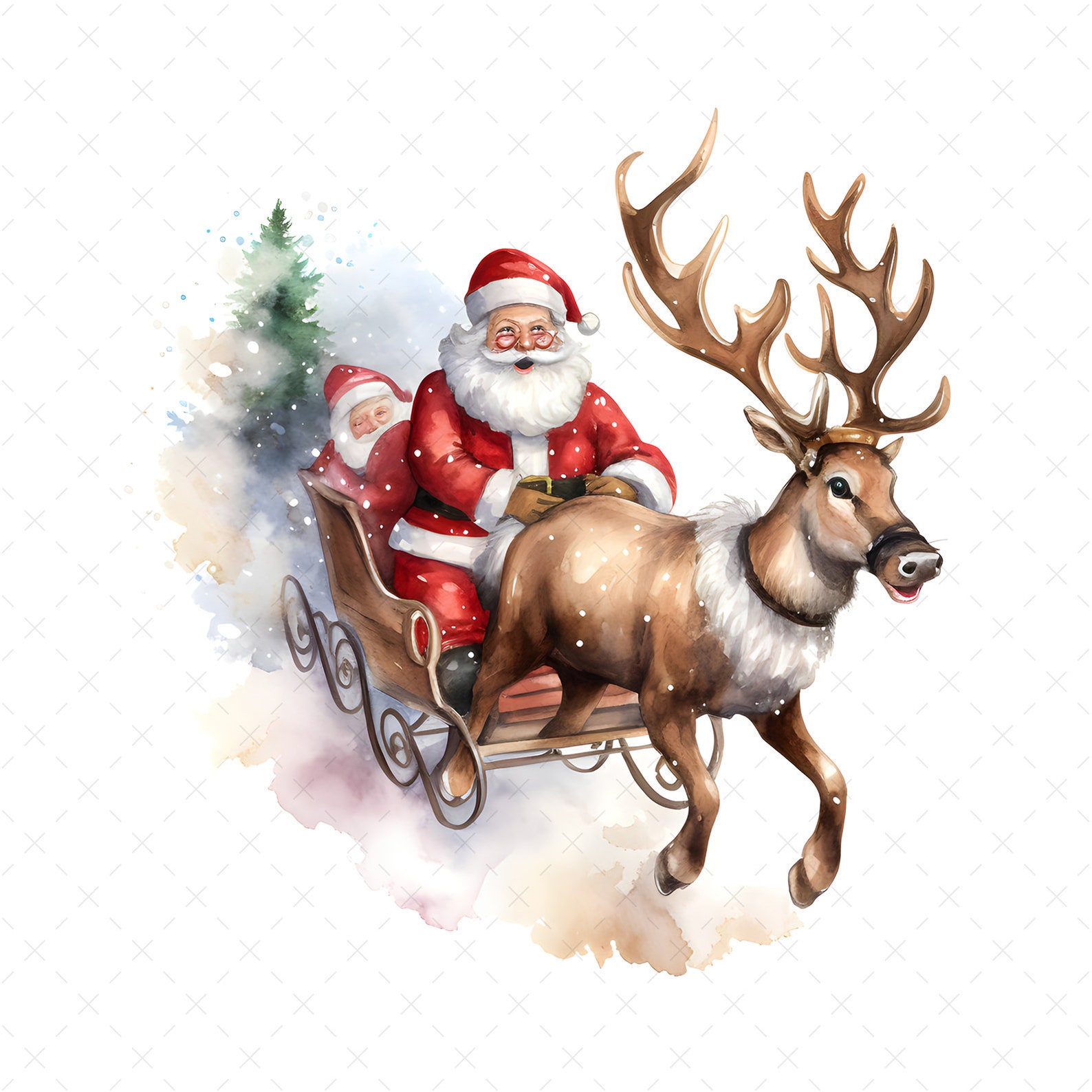 Santa's Reindeer Sleigh Clipart 12 High Quality Jpgs Christmas ...