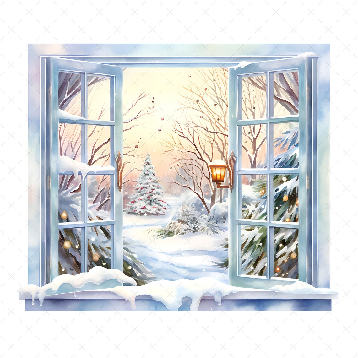 Christmas Window Clipart 12 High Quality Jpgs Delicate Seasonal ...