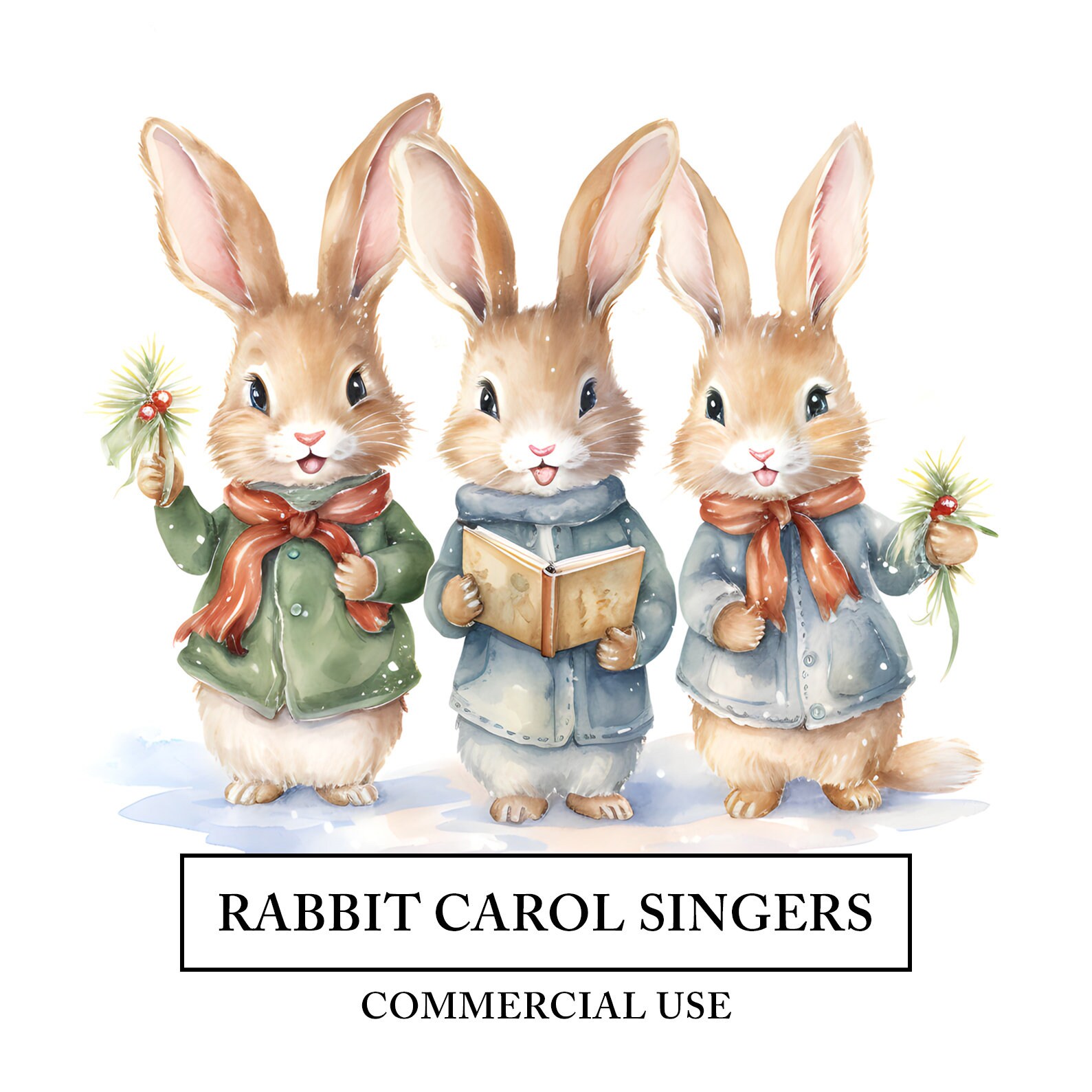 Rabbit Singers Clipart 12 High Quality Jpgs Cute Christmas Carol ...