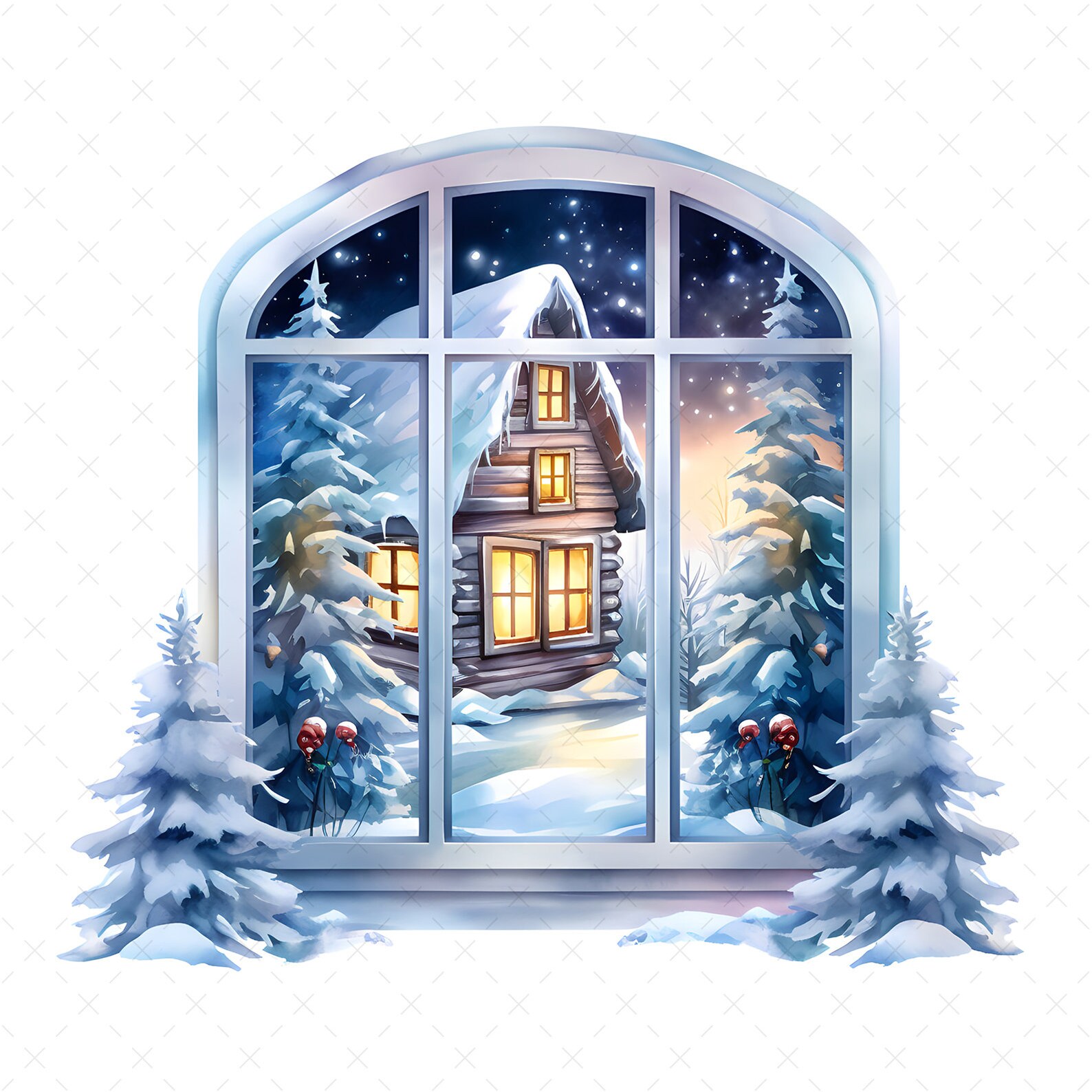 Christmas Window Clipart 12 High Quality Jpgs Delicate Seasonal ...
